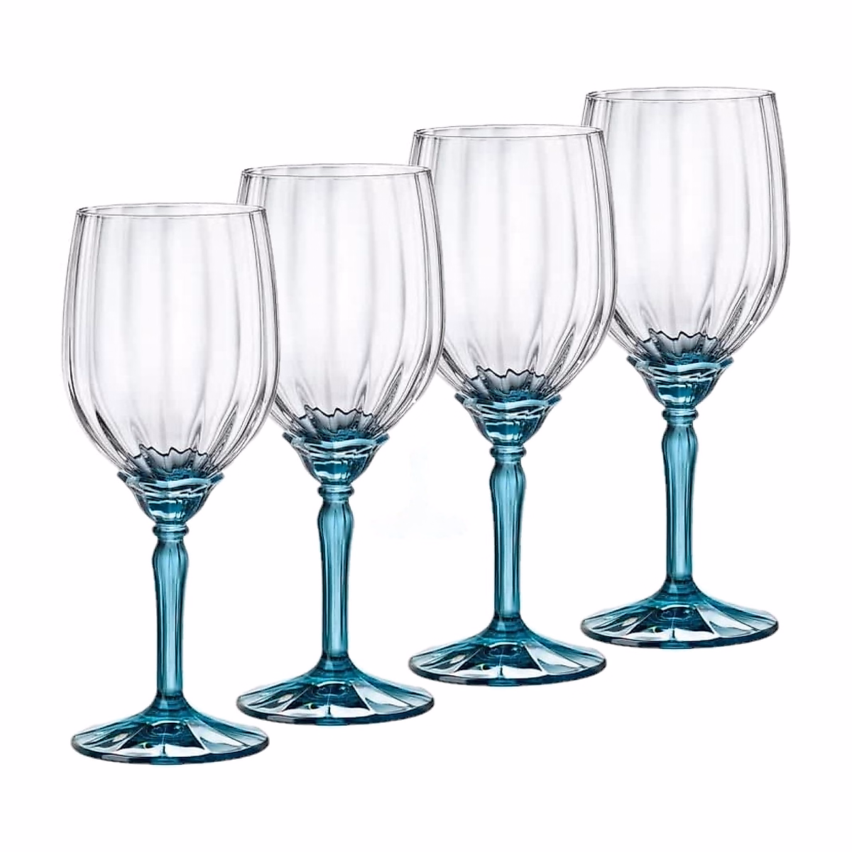 Bormioli Rocco Florian 18 oz. Red Wine, Gin & Tonic Glasses, Lucent Blue, Set of 4