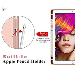 MoKo Case Fit iPad Pro 12.9 2017/2015 with Apple Pencil Holder - Slim Lightweight Smart Shell Stand Cover Case with Auto Wake/Sleep Fit Apple iPad Pro 12.9 inch Tablet (1st & 2nd Gen),Rose Gold