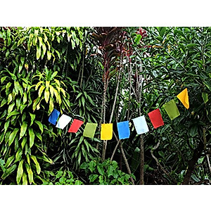 Blank prayer flags set of 10 flags surged edge. five Tibetan traditional colors which are Yellow, green, red, white and blue. Each color represents an element.