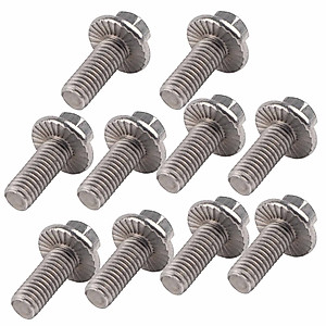 10pcs M6 Stainless Steel SS304-70 Hex Flange Screws Washer Head Bolts Fastener Hex Head with Flange(M6*16)