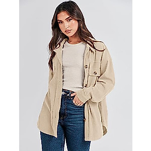 ANRABESS Oversized Jackets for Women Casual Button Down Shirts Corduroy Shacket 2023 Fall Fleece Cardigan Blouse Trendy Coat with Pockets 1027xingse-L