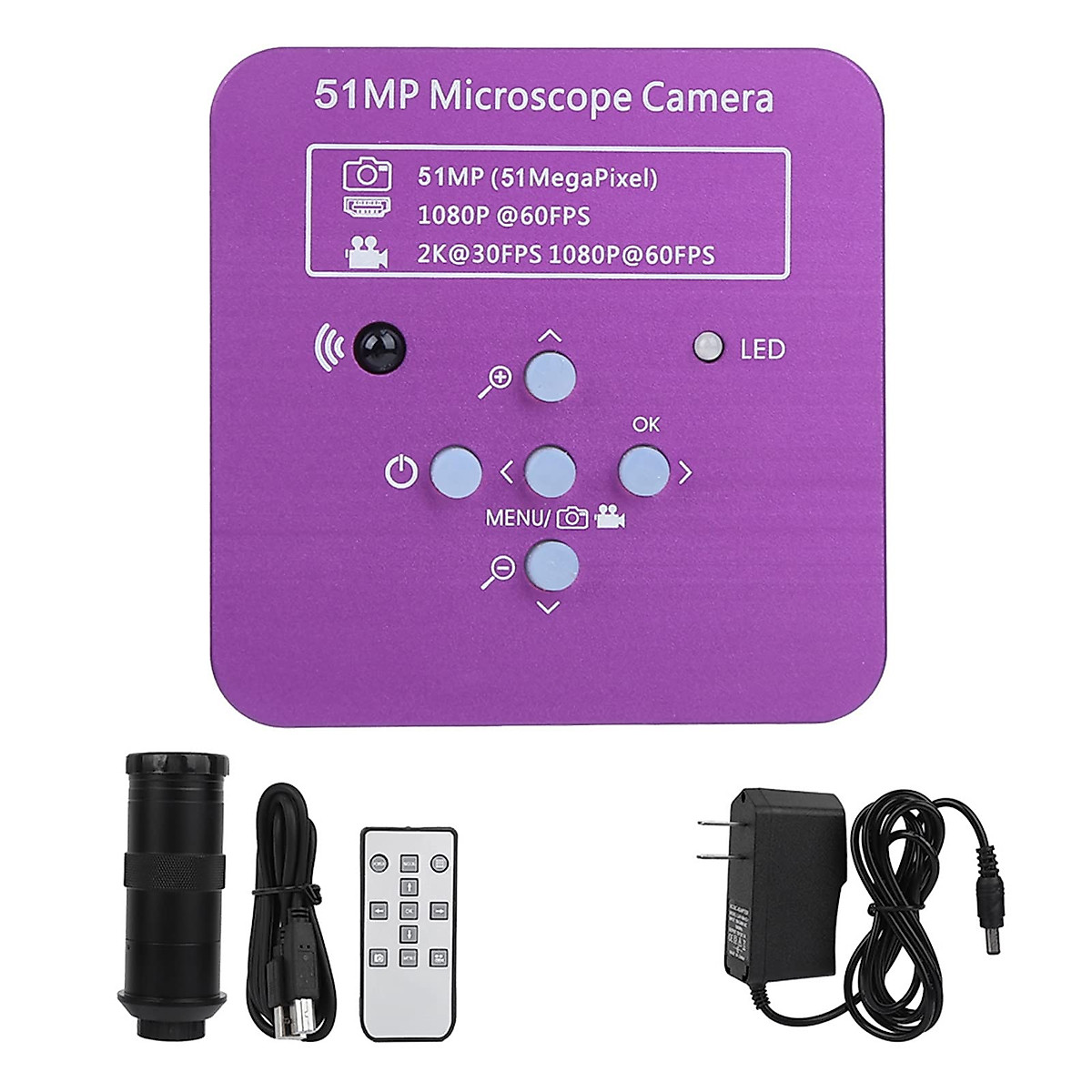 Electronic Digital Industrial Electronic Digital Video Camera,High Definition Microscope Camera Video Microscope Camera 120X C Mount Lens with WB Color Correction Automatic
