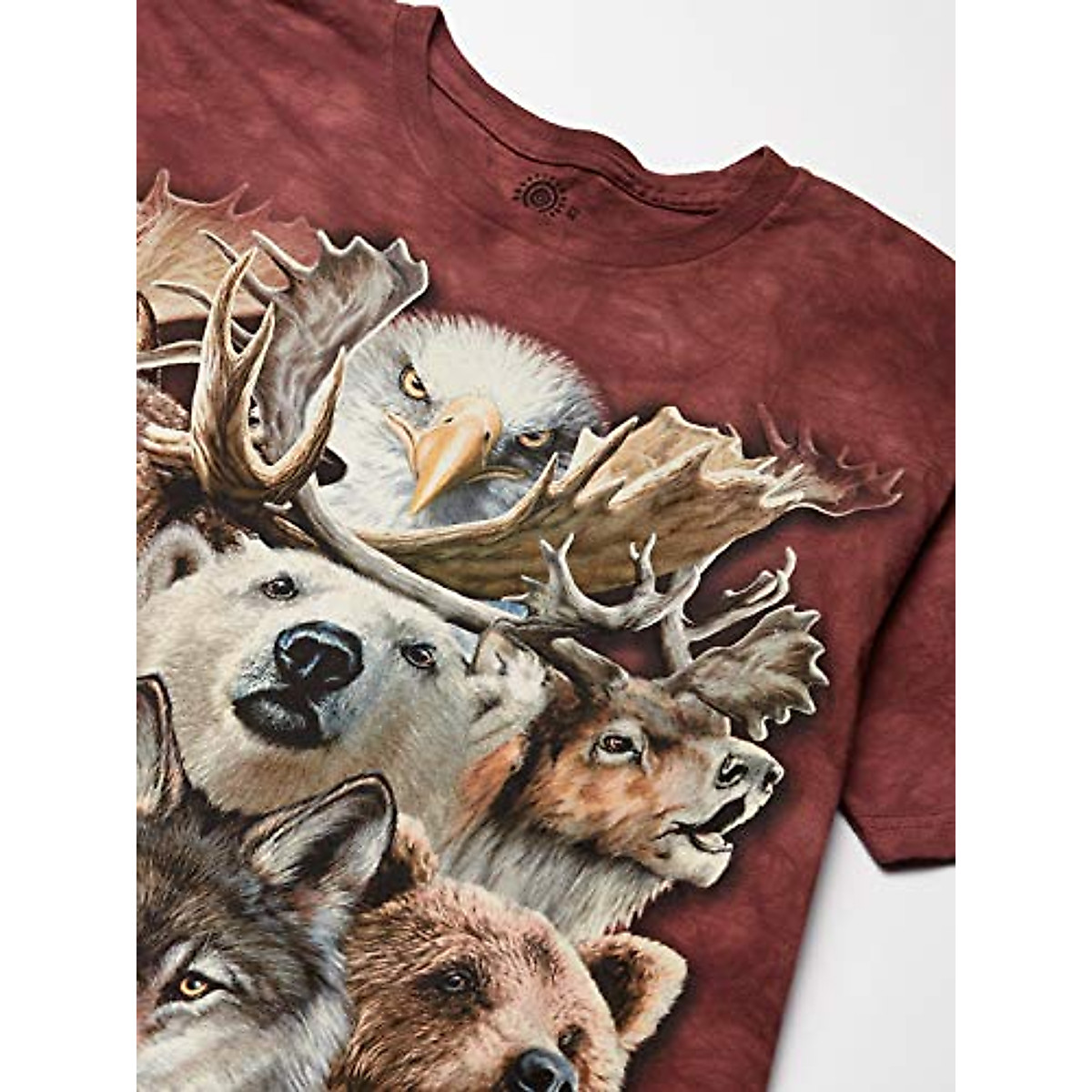 The Mountain Northern Wildlife Collage Adult T-Shirt, Brown, Medium