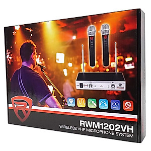 Rockville RWM1202VH VHF Wireless Dual HandHeld Microphone System/Metal Receiver