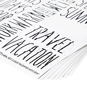 Talented Kitchen 133 Closet Labels for Bins and Baskets, Preprinted Water Resistant Stickers for Organizing Clothing and Storage Containers (All Caps)