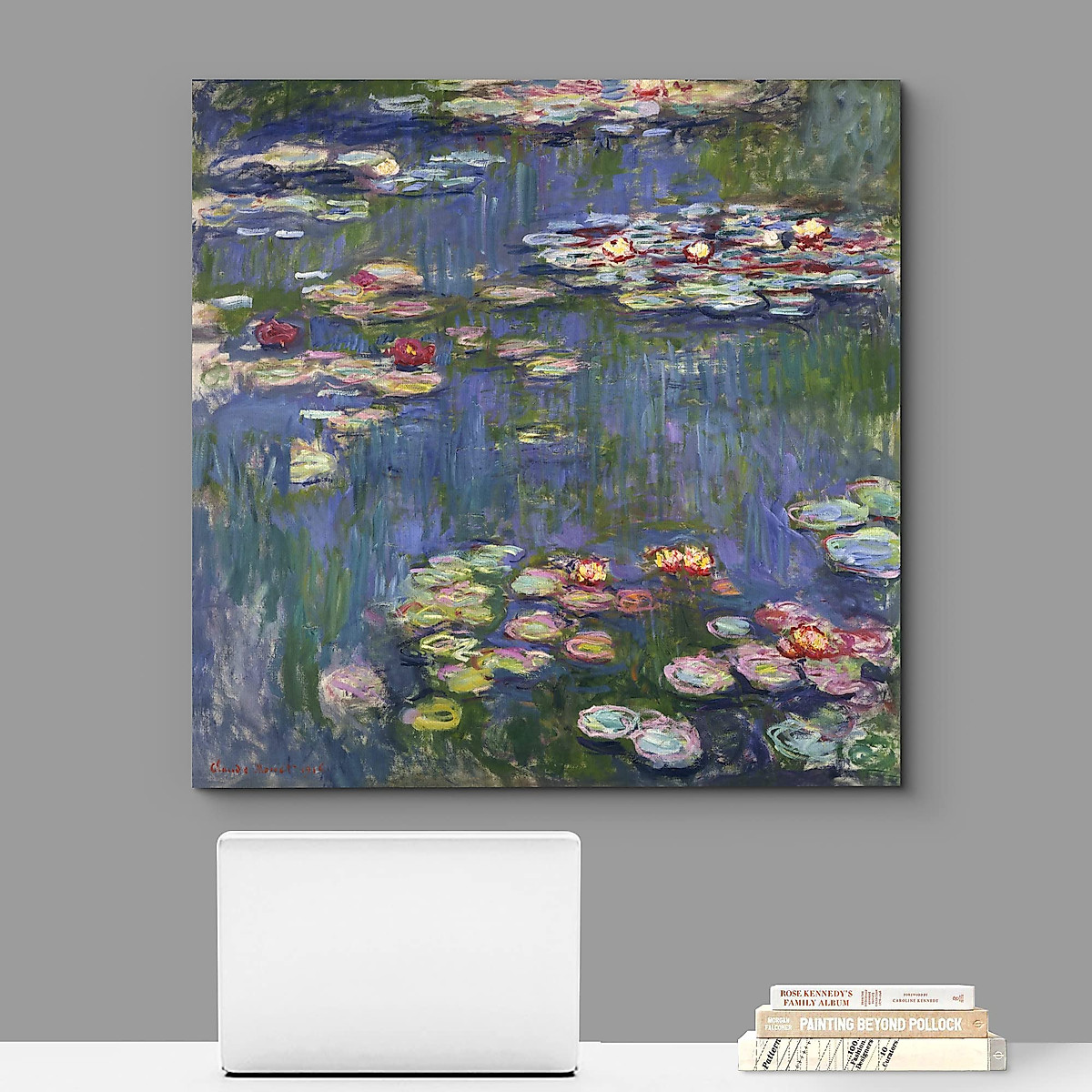 wall26 Canvas Print Wall Art Water Lilies by Claude Monet Nature Wilderness Illustrations Impressionism Traditional Scenic Colorful for Living Room, Bedroom, Office - 16"x16"