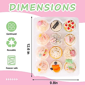 Moretoes Cupcake Containers(12 Pack x 15 Sets), 12.5 x 10 x 3.75 Cupcake Boxes, 15 Pack Cupcake Carrier Holders Plastic Cupcake Boxes with Detachable Lid for 180 Cupcakes