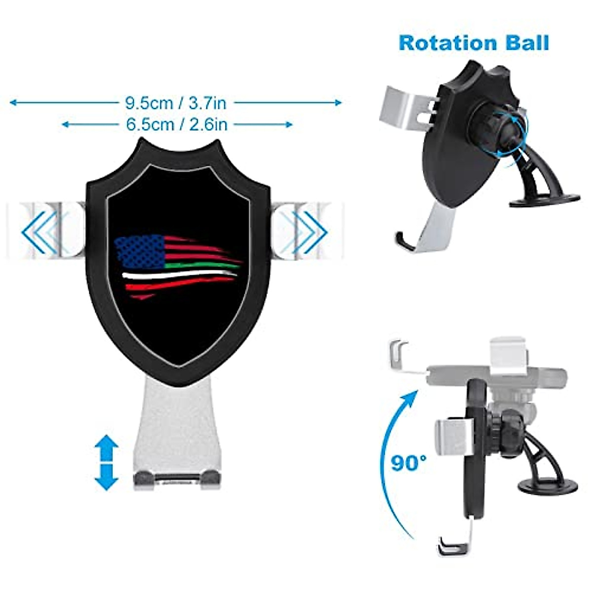 American Italy Flag Car Phone Holder Long Arm Suction Cup Phone Stand Universal Car Mount for Smartphones