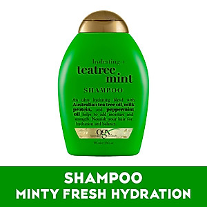 OGX Nourishing & Invigorating Shampoo with Tea Tree Oil, Peppermint Oil & Milk Proteins - Hydrating for Scalp, Paraben-Free & Sulfate-Free, 13 fl oz
