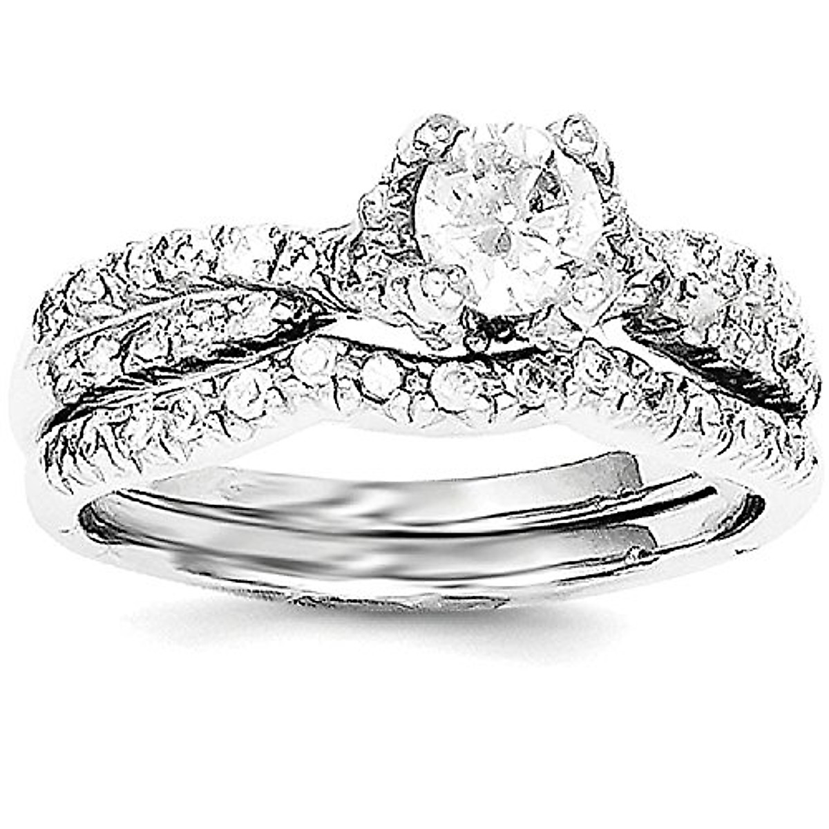IceCarats 925 Sterling Silver Cubic Zirconia CZ Wedding Band Engagement Ring Bridal Jewelry Set Size 6
