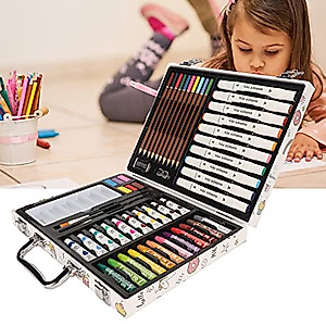 GLOGLOW Marker Crayon Kit Arts and Crafts Supplies Coloring Art Kit Gift Case Markers Crayon Colour Pencils, 53pcs Art Set for Budding Artists Kids Teens Boys Girls CrayonsDrawing &amp;