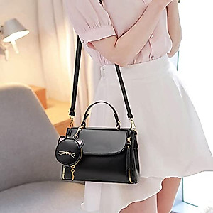 Crbeqabe Tote Purses and Handbags for Women Shoulder Bag Top Handle Bag for Ladies Kitten Purse Pendant