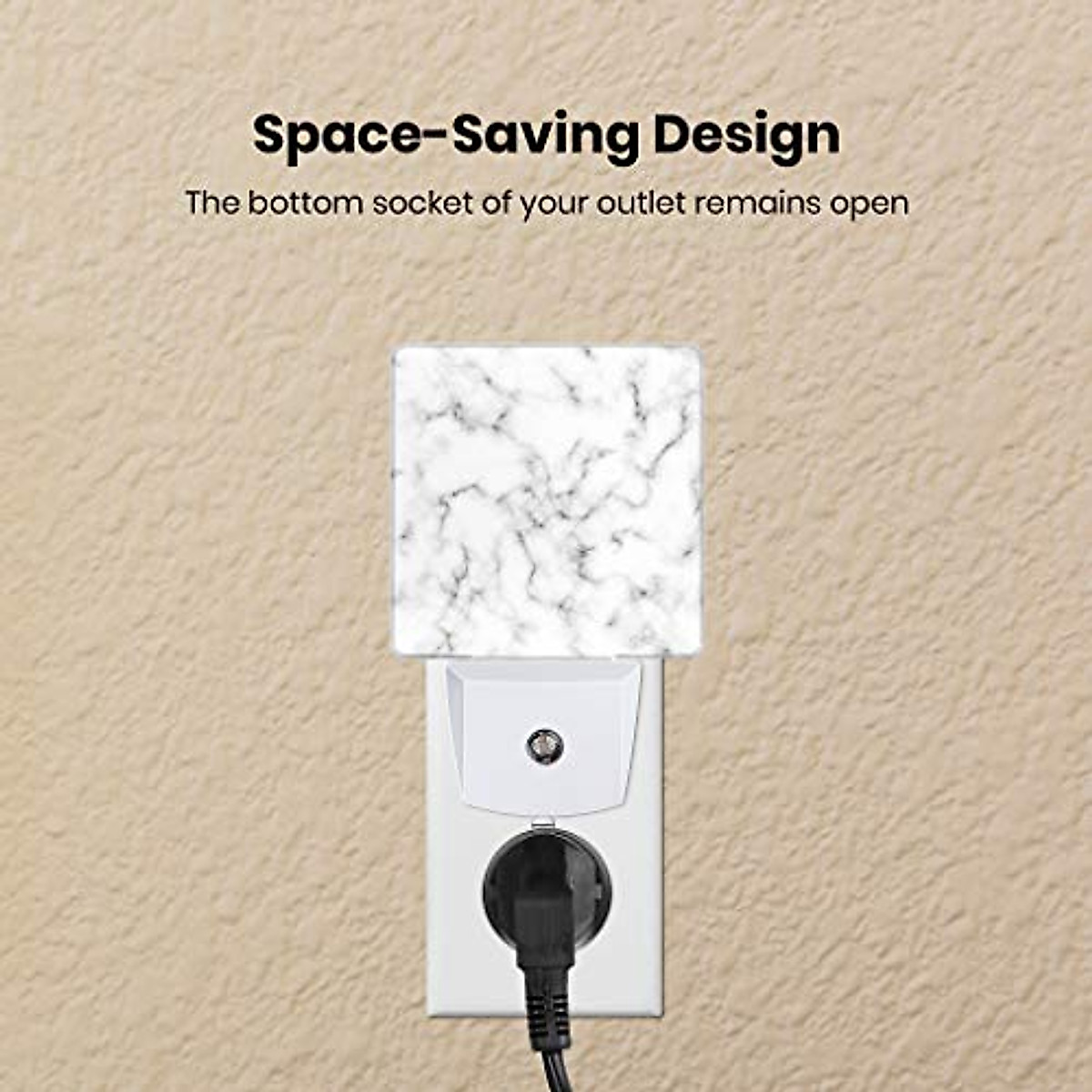 AICLIV Night Light, LED Night Lights Plug Into Wall - Smart Dusk to Dawn Sensor Activated, Energy Efficient Nightlight for Hallway, Kids, Nursery, Bedroom, Bathroom, 2 Pack (White Marble)