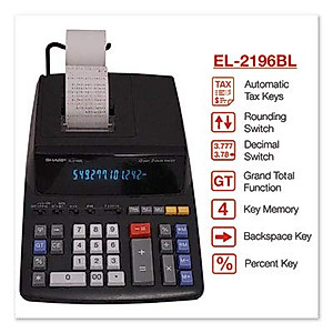 Sharp EL2196BL Standard Function Calculator, Black