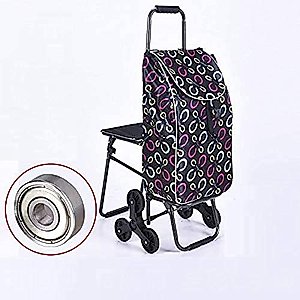 -Carts,Trolleys,Shopping Cart Home Climb Stairs Shopping Cart with Waterproof Bag Household Trolly with Seat Steel Frame Shopping Cart Pull Rod Cart Storage Bag Grocery Cart/C