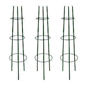 Gardzen 3-Pack Tomato Cage, Plants Support, Trellis Climbing Ring Cage, Stand for Pepper Eggplant Tomato Flowers