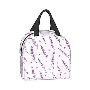 Lavender Field Purple Butterfly Lunch Box Travel Bag Picnic Bags Insulated Durable Shopping Bag Back To School Reusable Waterproof Bags For Man Woman Girls Boys