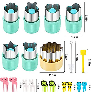 Updated Fruit Cutter Shapes Vegetable Cutters for Kids 19 PCS HINZER Mini Cookie Cutters Set with Food Picks for Kids School Lunch Bento Box Accessories DIY Kitchen Baking Pastry Cookie Stamps Mold