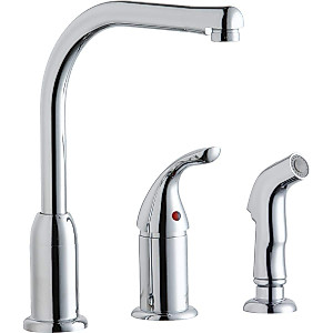 Elkay Everyday LK3001CR Deck Mount Kitchen Faucet with Remote Lever Handle and Side Spray, Chrome