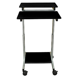 Luxor Rolling Stand Up Presentation Station with 2 Shelf and Steel Frame, Black - Perfect for School, Classroom, Office and More