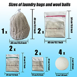 Mesh Laundry Bags Set, 11 Pcs Includes Drawstring Closure Jumbo Large Laundry Bag/Mesh Laundry Bags in Different Sizes and Wool Dryer Balls, Laundry Kit for Washing Machines