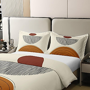 jejeloiu Boho Cotton Duvet Cover Set for Kids Boys Girls Mid Century Abstract Sun and Moon Comforter Cover Set King Size Sunrise Rainbow Bedding Set Modern Bedspread Cover Quilt Cover