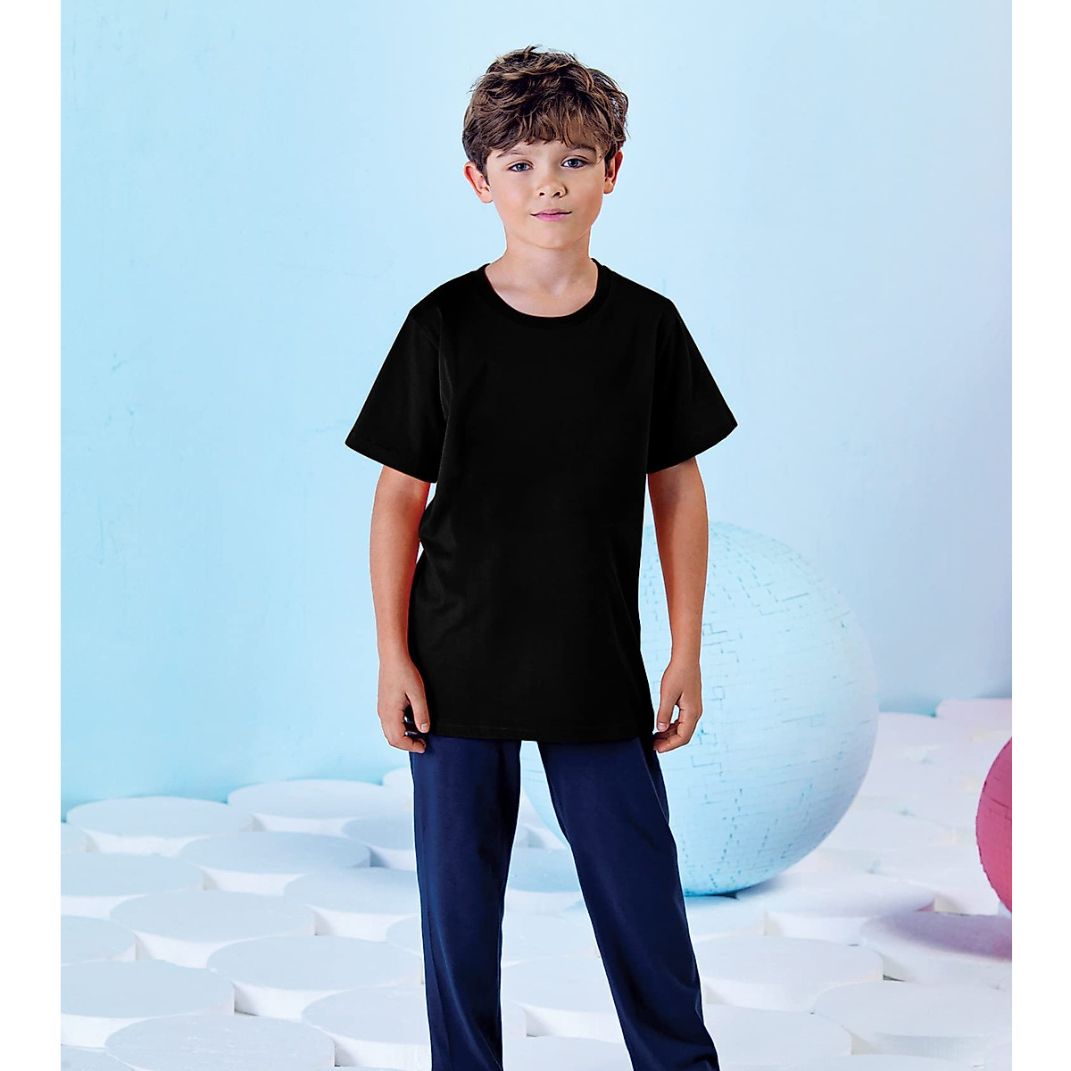 Brix Boys' Short Sleeve T-Shirts – Jersey Crew Neck 5-Pack Tagless Tees. 100% Cotton Multipack