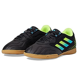 adidas Copa Sense.3 Indoor Sala Soccer Shoe, Black/Bright Cyan/Team Solar Yellow, 4.5 US Unisex Big Kid