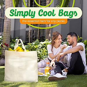 Simply Cool 50 Pack Reusable Eco-Friendly Grocery Shopping Bags 14.5"x14"x6.6" Durable, Recyclable,Washable, Foldable, Portable Tote Bag (50 Pack Reusable Bags, Cream)