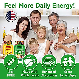Kwala Nutrition Fruit and Vegetable Supplements to Boost Energy Balance - Premium Whole Food Fruits and Veggies from Nature - 90 Fruit, 90 Veggie Capsules - Vitamins, Soy Free, Made in USA - Pack of 2