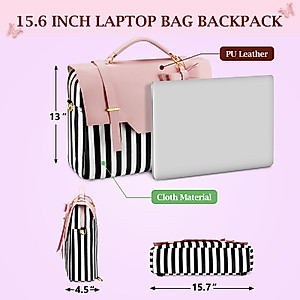 MATEIN Briefcase for Women, 15.6 Inch Convertible Laptop Briefcase Backpack with Bow, Cute Kawaii Computer Messenger Crossbody Laptop Tote Bag Carrying Case Gift for College Work Travel 3 in 1, Pink