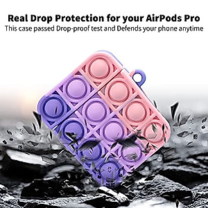 Jiunai for AirPods Case, Bubble Fidget Case for AirPod Stress Relief 3D Full Protection Shockproof Cute Soft Silicone Rubber Shock-Absorbing Armor Case with Lanyard for AirPods 1/2 Gen Purple Pink