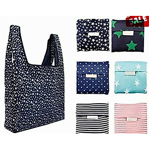 LENJKYYO 6x Reusable Shopping Bag Foldable Shopping Bag Travel Tote Grocery Bags Washable