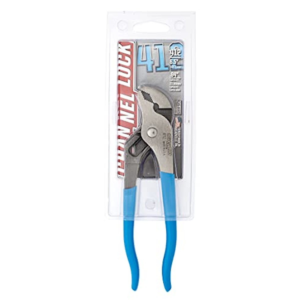 CHANNELLOCK 412 6.5-inch V-Jaw Tongue & Groove Pliers | Made in USA | 0.94-inch Jaw Capacity | Forged High Carbon Steel | More Points of Contact on Round Stock , Polished