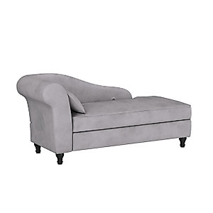 Yongqiang Storage Chaise Lounge Indoor Upholstered Sofa Recliner Lounge Chair for Living Room Bedroom Gray Velvet (Left Armrest)