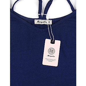 Moyabo Women's Summer V Neck Sleeveless Double Adjustable Spaghetti Strap A-line Mini Dress Navy Blue Flower X-Large