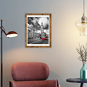 IkaLede 12x16 Rustic Frames Display Pictures 11x14 with Mat or 12x16 without Mat Wooden Farmhouse Distressed Photo Frames for Artwork Wall Mounting - Gold Brown