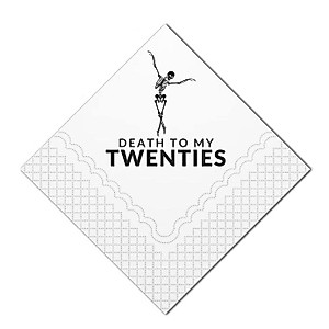 SharkBliss Death To My Twenties Cocktail Napkins, 50 Pack RIP Twenties Death to My 20s Dirty 30 Birthday Paper Cocktail Beverage Napkins in Bulk for 30th Birthday | 2-Ply, 5x5" (Death To My 20s)