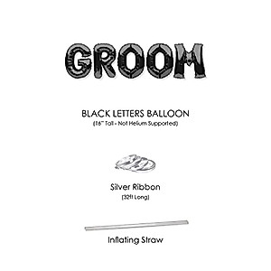 PartyForever GROOM Balloons Banner Black Wedding Party Decorations Sign