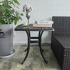 ZOTORUN Outdoor Cast Aluminum Side Table End Table for Patio, Backyard, Pool, Indoor Companion, Easy Maintenance and Weather Resistant, Bronze