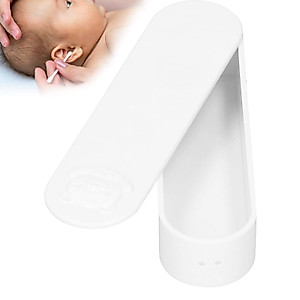 Zerodis Cotton Swab Box, Cartoon Bear Pattern Mini Travel Swab Case Unique Keepsake Trinket Box with Cover for Home Office(White)