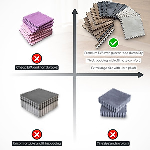 Foam Puzzle Floor Mat - Large 16 Piece Interlocking Carpet Tiles, Thick Padded Squares for Baby Play Mats & Flooring Tile with Cushions, Playroom & Classroom Rug, EVA Soft Plush Playmats