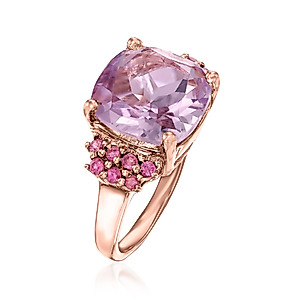Ross-Simons 4.90 Carat Amethyst and .60 ct. t.w. Rhodolite Garnet Ring in 18kt Rose Gold Over Sterling. Size 9