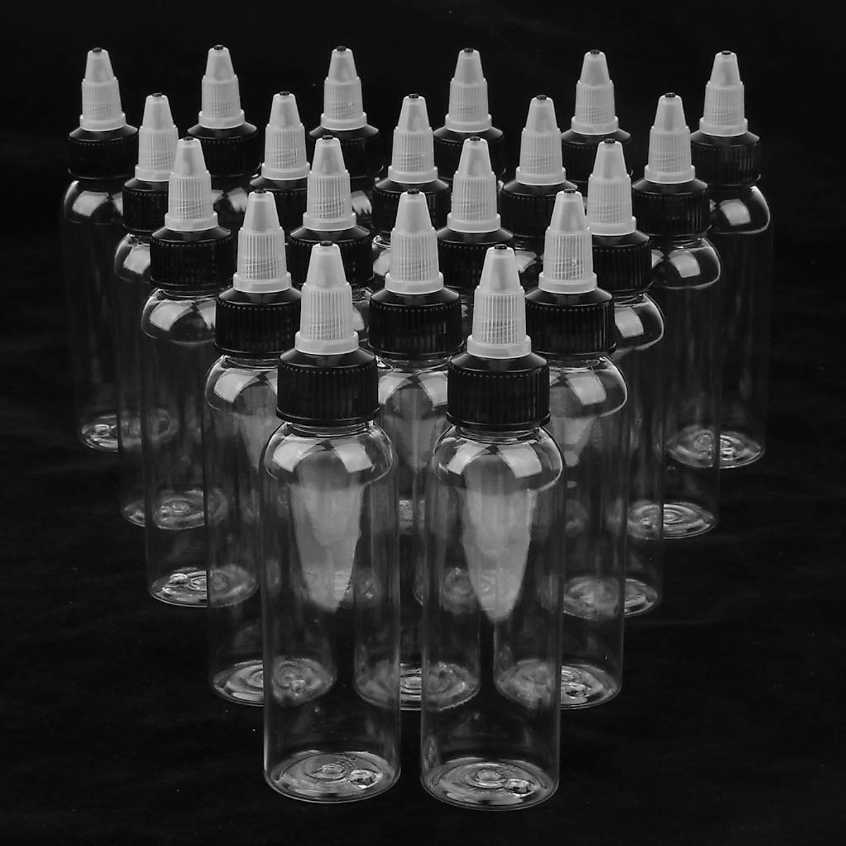 Bonarty 40 x Plastic Squeeze Squirt Condiment Bottles with Twist on Cap Lids - Perfect for BBQ, Condiments, Dressing, Arts and Craft (60ml)