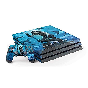 Skinit Decal Gaming Skin Compatible with PS4 Pro Console and Controller Bundle - Officially Licensed Warner Bros Aquaman King of The Seas Design