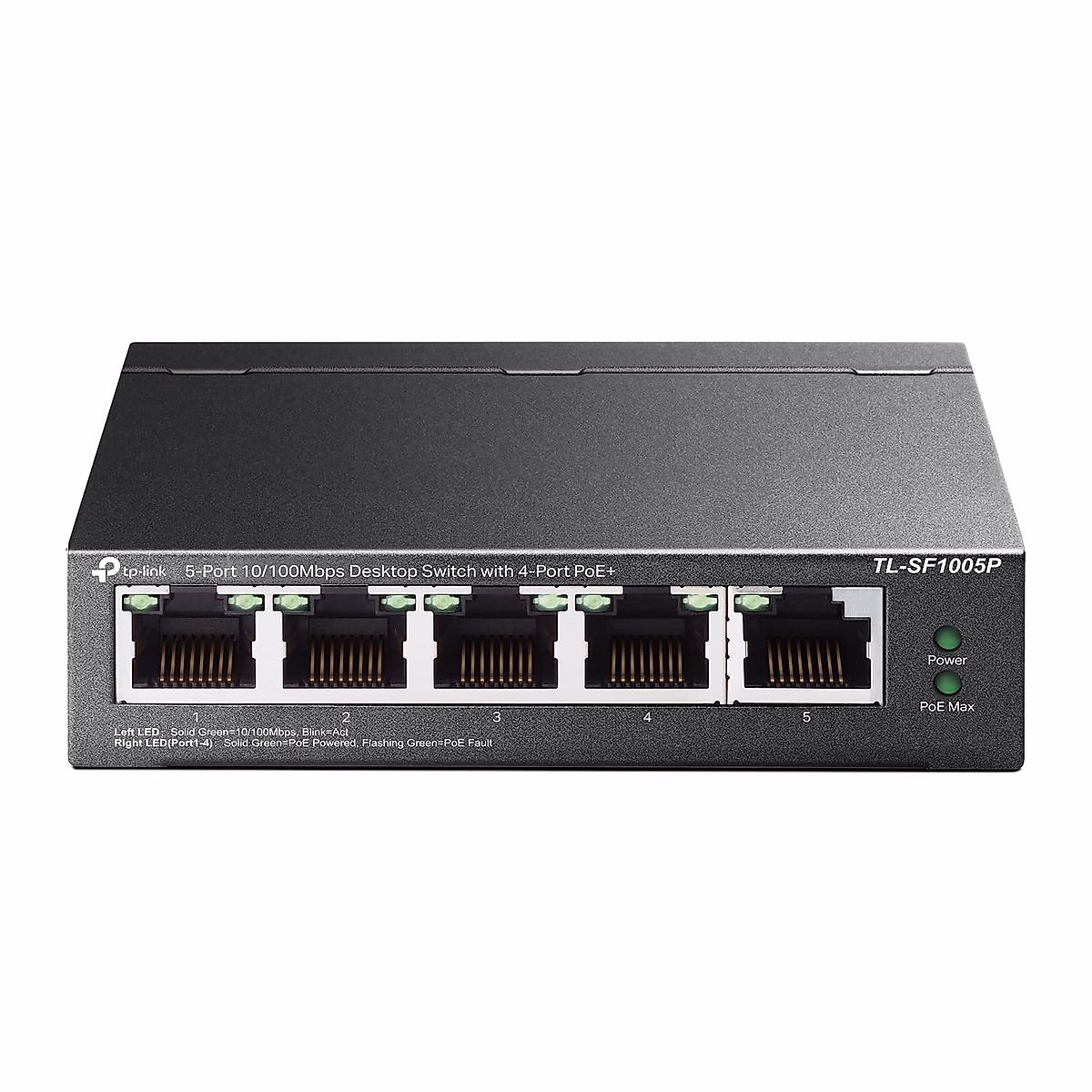 TP-Link TL-SF1005P | 5 Port Fast Ethernet PoE Switch | 4 PoE+ Ports @67W | Desktop | Plug & Play | Sturdy Metal w/ Shielded Ports | Fanless | Extend & Priority Mode