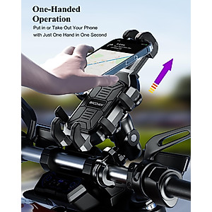 BRCOVAN Motorcycle Phone Holder with Vibration Dampener, Anti-Shake Motorcycle Phone Mount, Adjustable Handlebar CellPhone Holder for Motorcycle Bike Bicycle Scooter ATV Fit 5.4''-7.2'' Smartphone