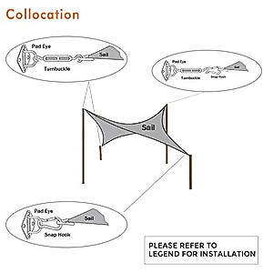 Artpuch Sun Shade Sail Hardware Kit 8 Inch for Rectangle Square Shade Sail Outdoor Installation 304 Stainless Steel