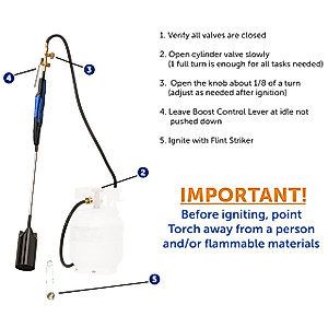 Flame King Propane Torch Kit Heavy Duty Weed Burner, 500,000 BTU with Flint Striker & Flame King YSN230b 20 Pound Steel Propane Tank Cylinder with OPD Valve and Built-in Gauge, 20 lb Vertical