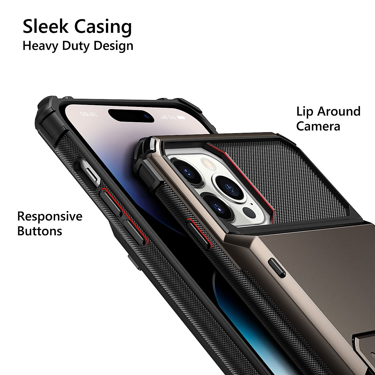 Vofolen for iPhone 14 Pro Max Case Wallet Cover 4-Card Credit Card Holder ID Slot Scratch Resistant Dual Layer Hybrid Protective Hard Shell Rugged TPU Bumper Armor Case 6.7 inch Gun